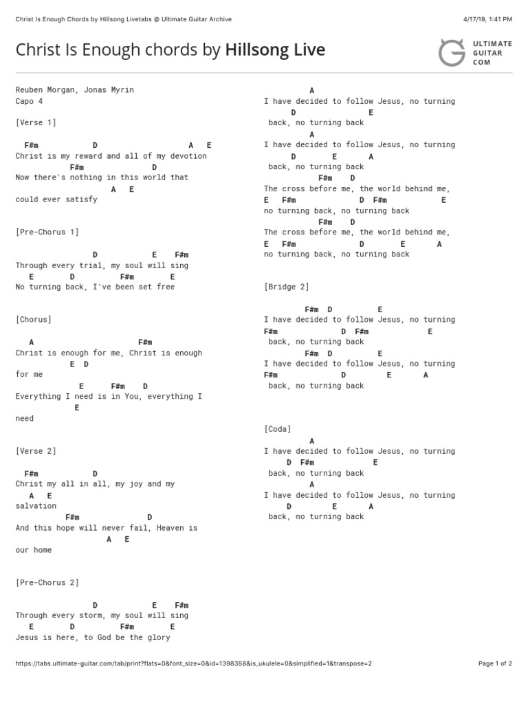 Christ Is Enough Chords and Lyrics | PDF | Song Structure | Theology