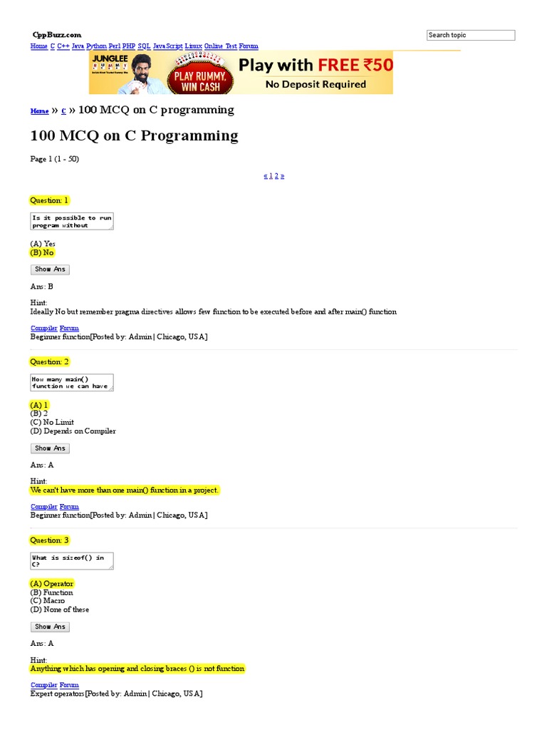 C Programming 1 Pdf C Programming Language Notation 5744