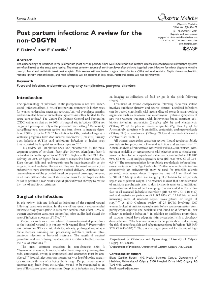 Post Partum Infections Obstet Med | PDF | Caesarean Section | Childbirth