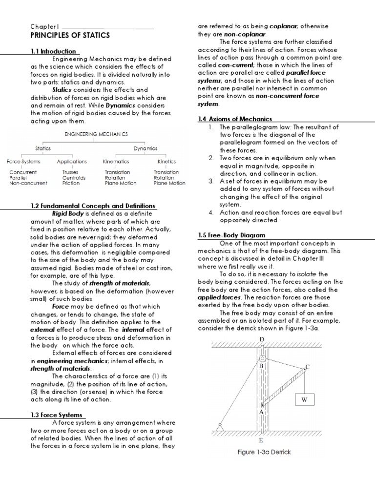 Chapter I Principles of Statics | PDF | Force | Euclidean Vector