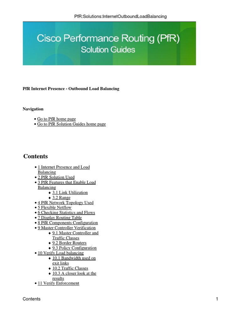 Cisco Performance Routing | PDF | Load Balancing (Computing) | Router ...