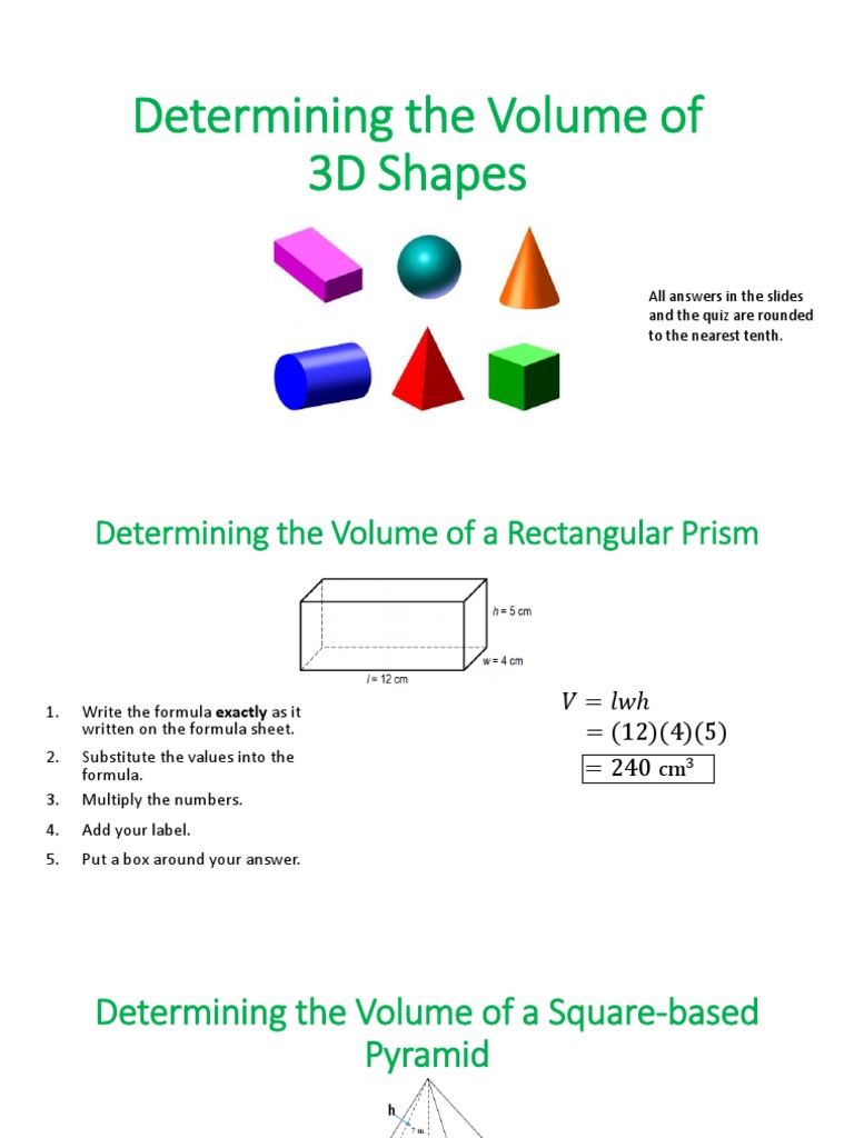 Determining The Volume of 3D Shapes | PDF | Volume | Classical Geometry