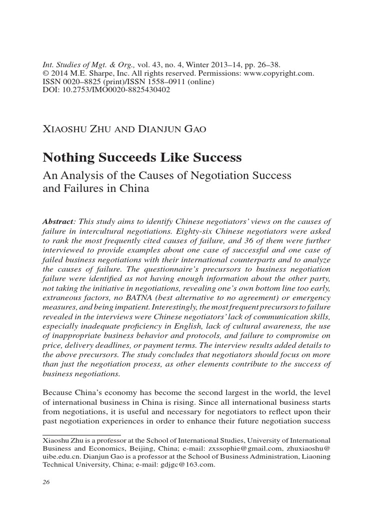 Nothing Succeeds Like Success | PDF | Negotiation | Interview