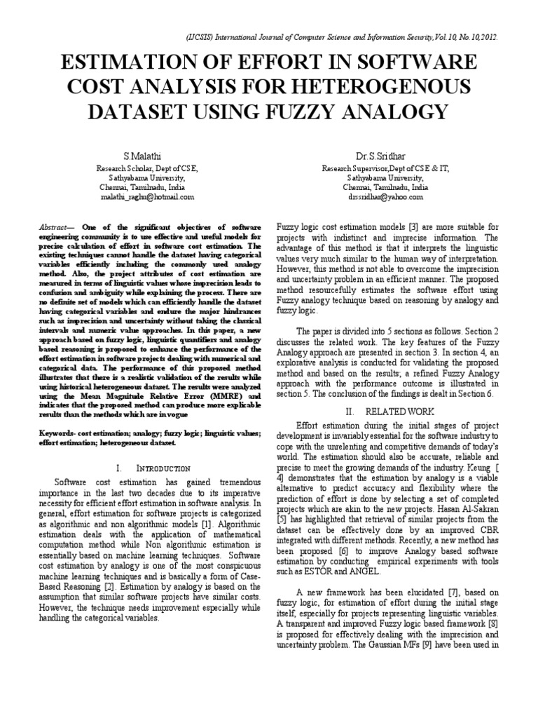 Estimation Effort | PDF | Fuzzy Logic | Reasoning