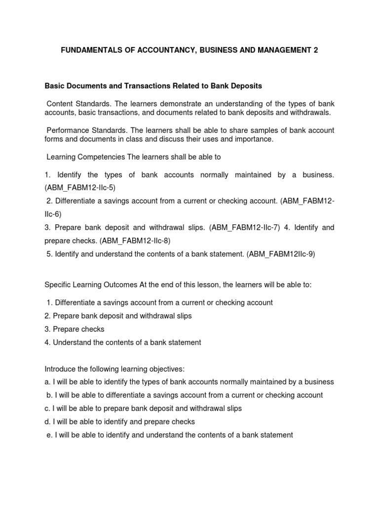 Abm Basic Documents | PDF | Cheque | Deposit Account