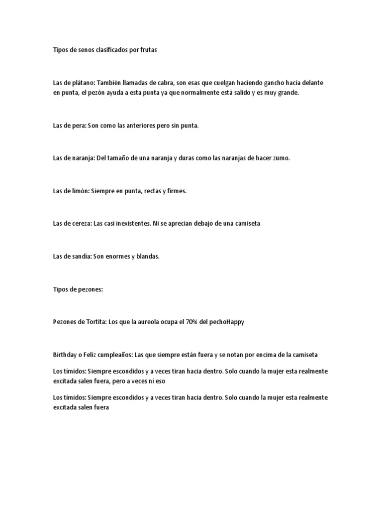 Tipos de Senos Clasificados Por Frutas | PDF