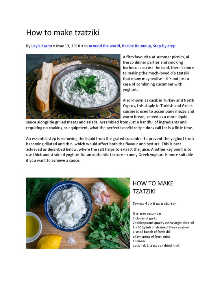 How To Make Tzatziki: Leyla Kazim Around The World Recipe Roundup Step ...