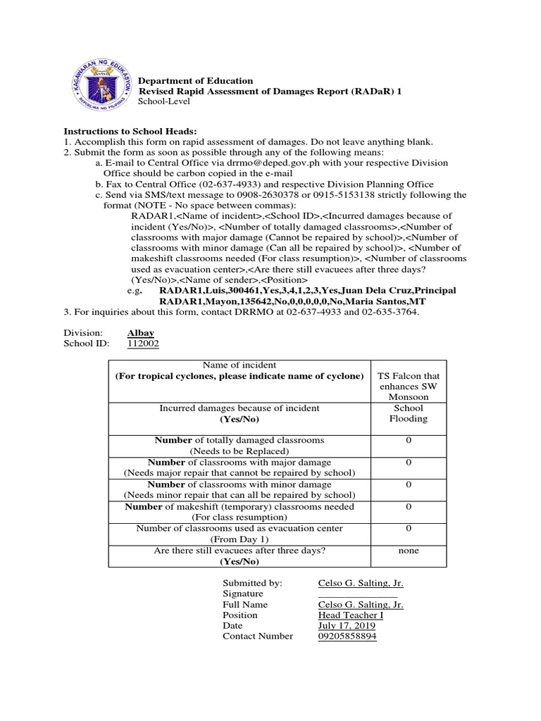 Revised Radar Form 1 2 Template | PDF | Synoptic Meteorology And ...