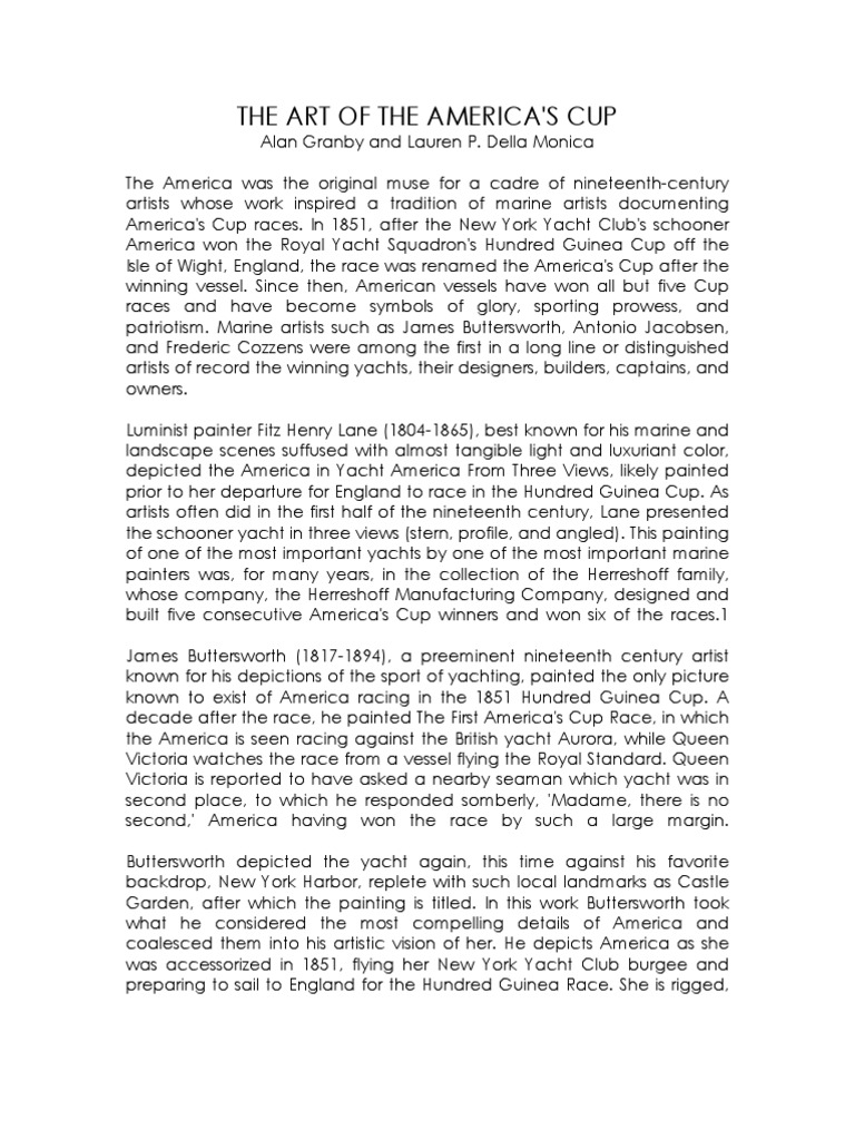 The Art of The America'S Cup | PDF | Yachting | Paintings