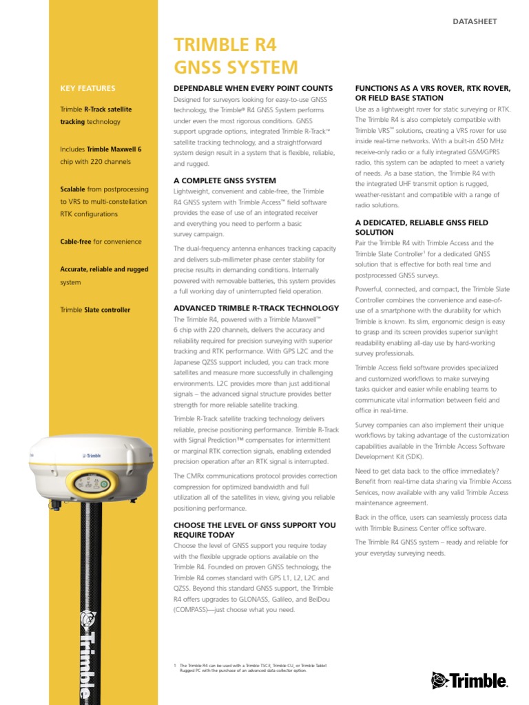 Trimble R4 Gnss System: Key Features | PDF | Surveying | Global ...