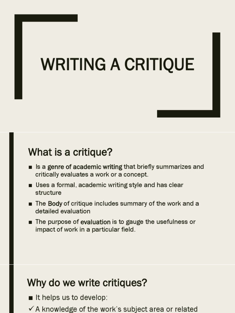 Academic Critique Writing Guide | PDF | Writers | Criticism