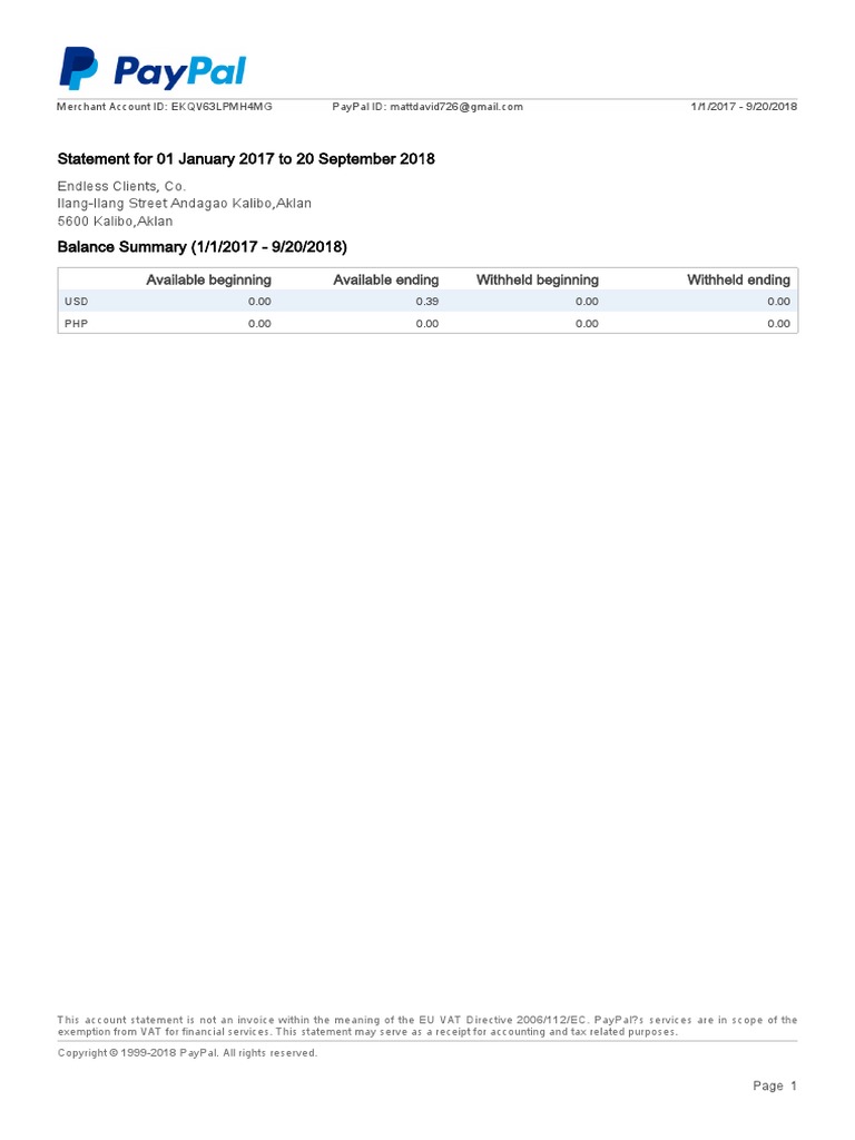 CustomSTMT2017Jan01 2018sep20 | PDF | Pay Pal | Receipt