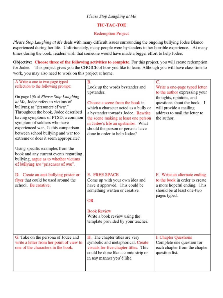 Please Stop Laughing at Me Redemption Project | PDF | Bullying ...