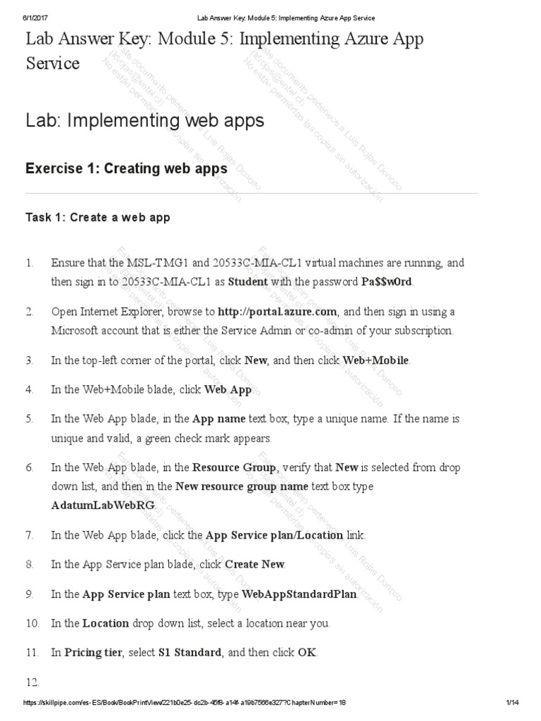 Lab Answer Key - Module 5 - Implementing Azure App Service | Download ... Lab Answer Key - Module 5 - Implementing Azure App Service | Download ...