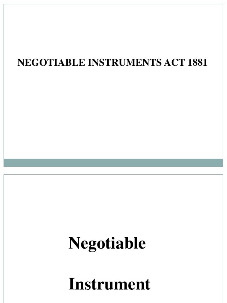 Negotiable Instruments Act 1881 | PDF | Negotiable Instrument ...