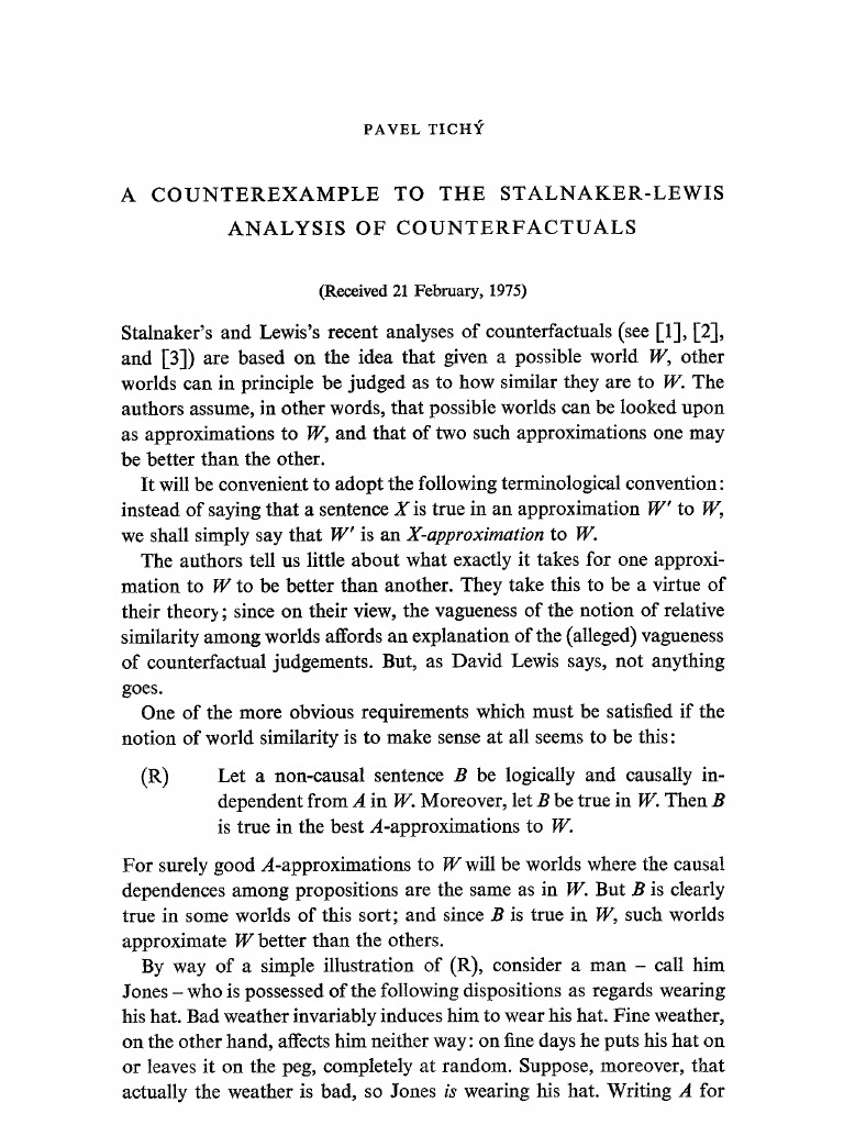 Counter Example To The Stalnaker-Lewis Analysis | PDF