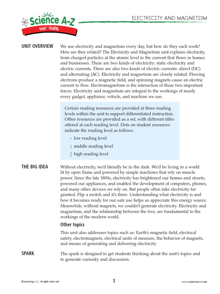 Unit Overview: Electricity and Magnetism | PDF