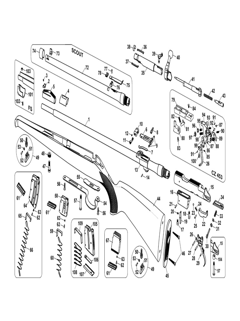CZ 452 Parts | PDF | Trigger (Firearms) | Screw