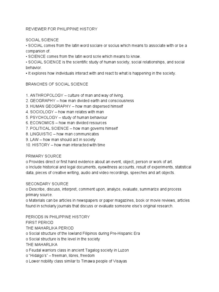Readings in Philippine History Reviewer | PDF | Social Science ...