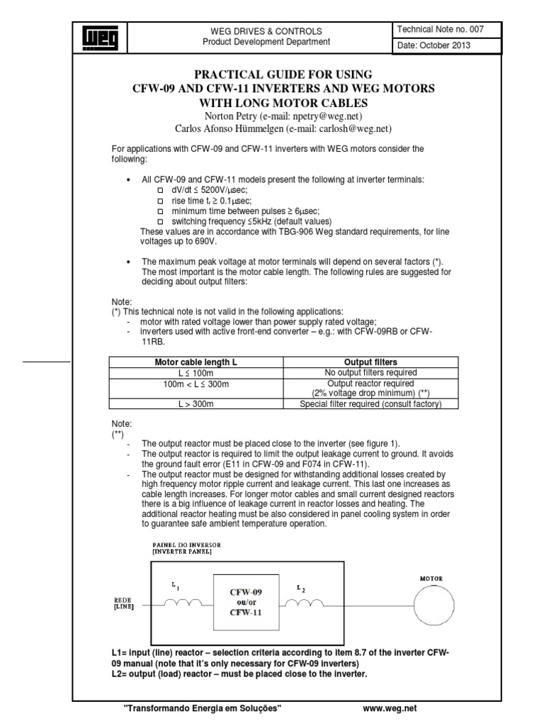 NT7 Practical Guide For Using CFW-09 and CFW-11 Inverters and Weg ...