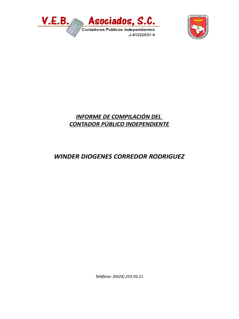 Formato Informe de Compilación de Información Financiera | PDF | Contabilidad | Tarjeta de crédito