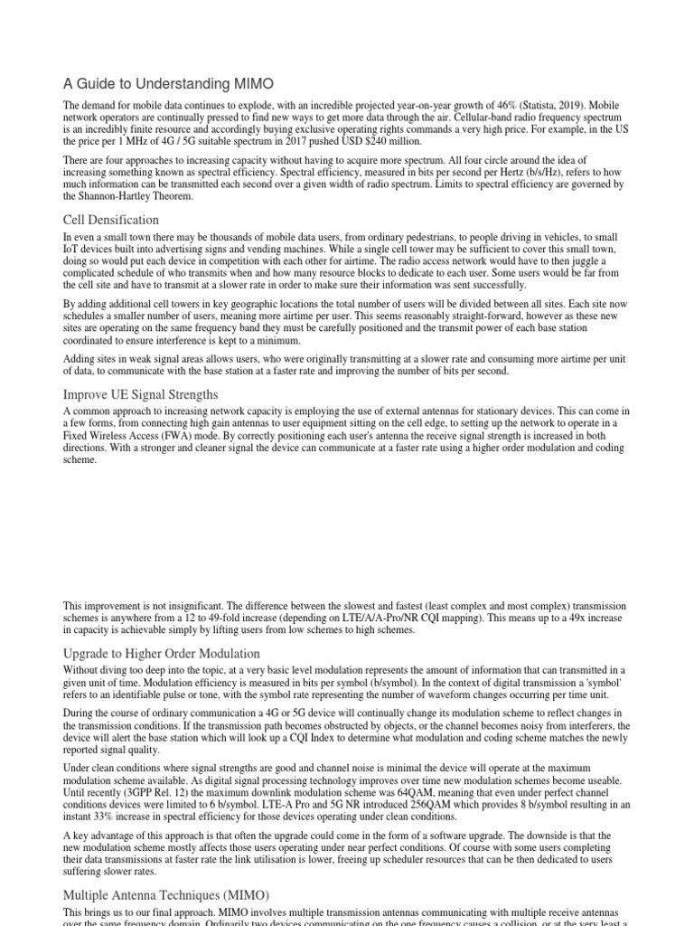 A Guide To Understanding MIMO | PDF | Mimo | Modulation