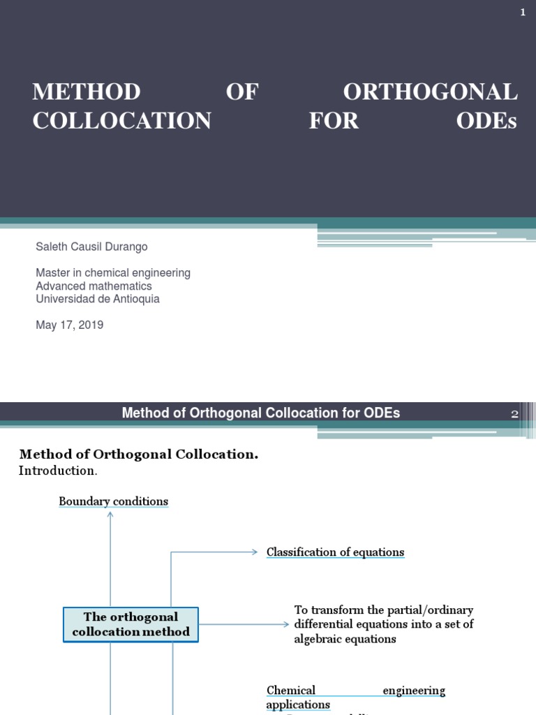 Orthogonal Collocation For ODEs | PDF | Ordinary Differential Equation | Differential Equations