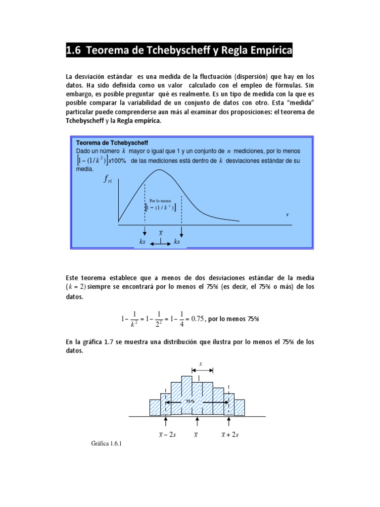 Teorema de Tchebyscheff y Regla Empírica | PDF | Desviación Estándar ...