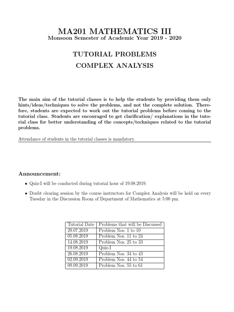 CA Tutorialproblems 2019 | PDF | Sine | Function (Mathematics)