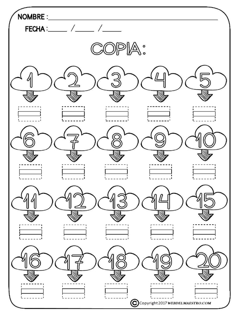 Números Del 1 Al 20 Actividades PDF | PDF