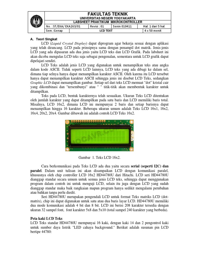 Labsheet Praktikum Mikrokontroller 7 LCD Rev 1 Ok | PDF | Komputer