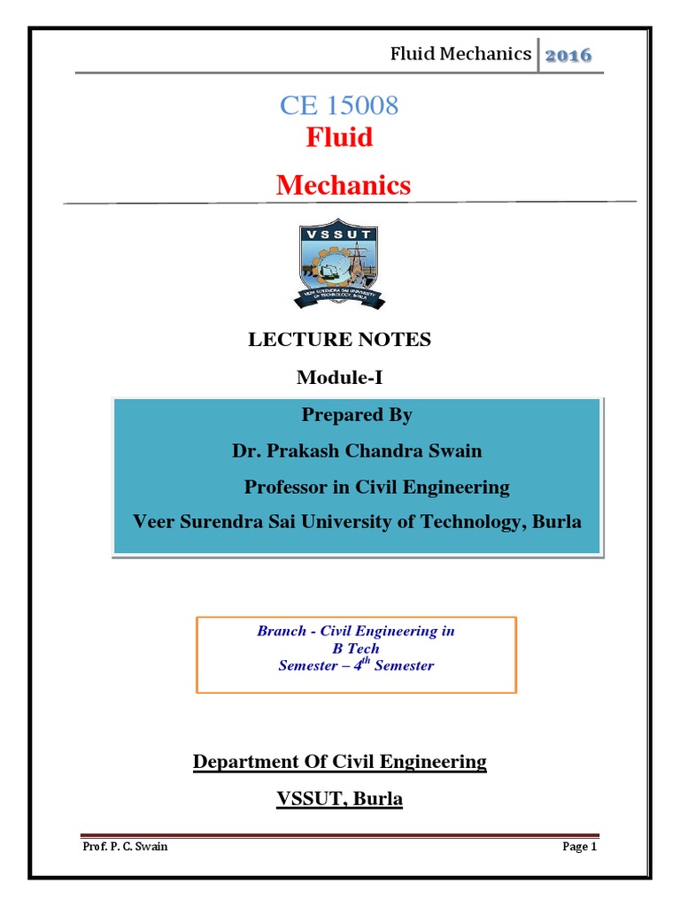 Fluid Mechanics: Lecture Notes Module-I | PDF | Buoyancy | Pressure ...
