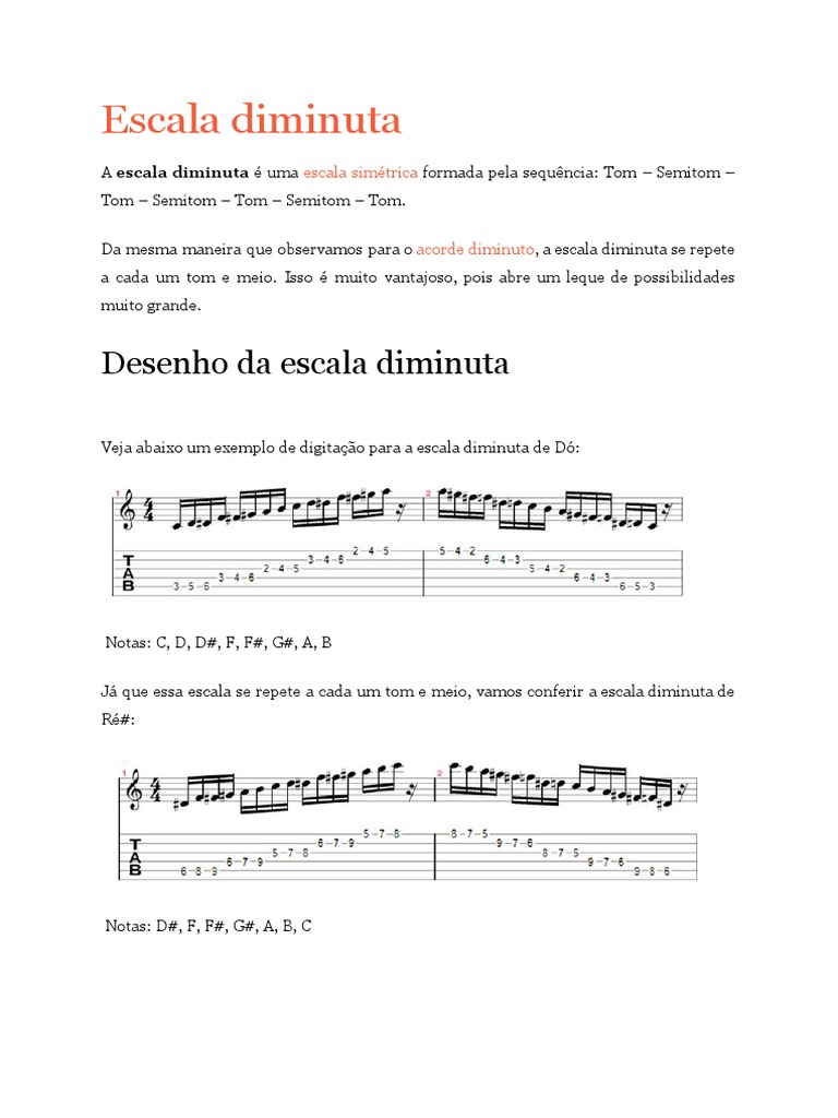 Escala Diminuta | PDF | Escala (música) | Acorde (música)