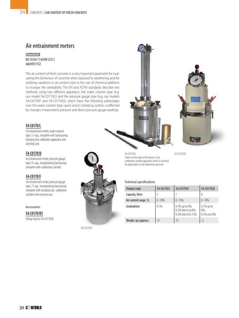 Air Entrainment Meters | PDF | Calibration | Litre