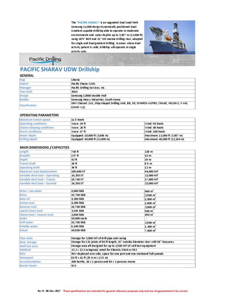 Specifications for PACIFIC SHARAV Drillship | PDF | Nature