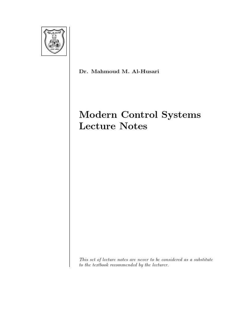 Modern Control Notes | PDF | Control Theory | Analysis