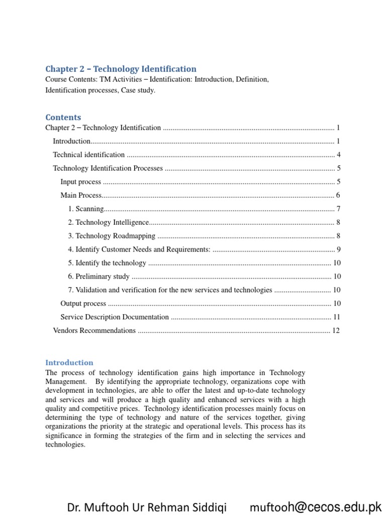 Chapter 2 - Technology Identification | PDF | Marketing Research ...