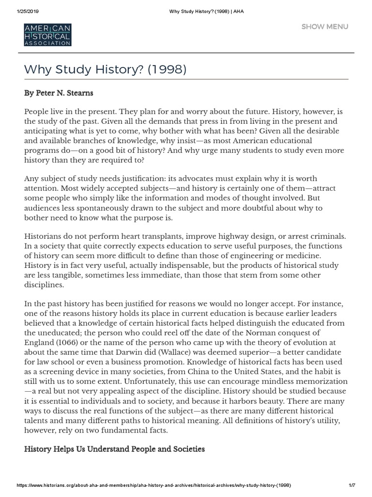 Why Study History - (1998) - AHA | Download Free PDF | Identity (Social ...