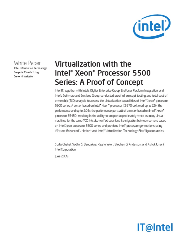 Proof of Concept Virtualization With The Intel Xeon Processor 5500 Series | PDF | Virtual ...