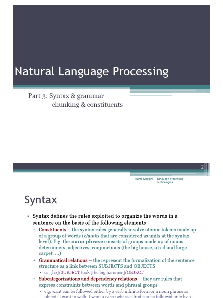 07 - NLP - Syntax | PDF | Parsing | Phrase