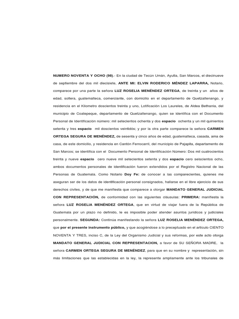 Mandato General Con Representacion | PDF | Guatemala | Información del ...