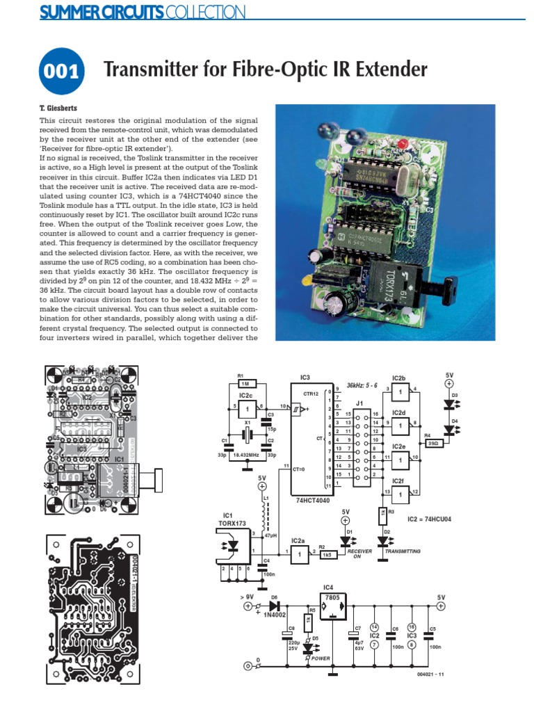 Fibre-Optic IR Extender Circuit | PDF | Amplifier | Capacitor