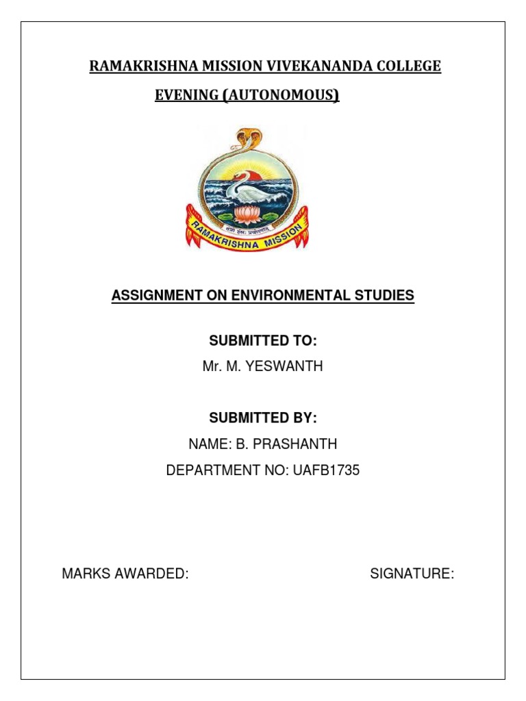 Ramakrishna Mission Vivekananda College Evening (Autonomous) | PDF