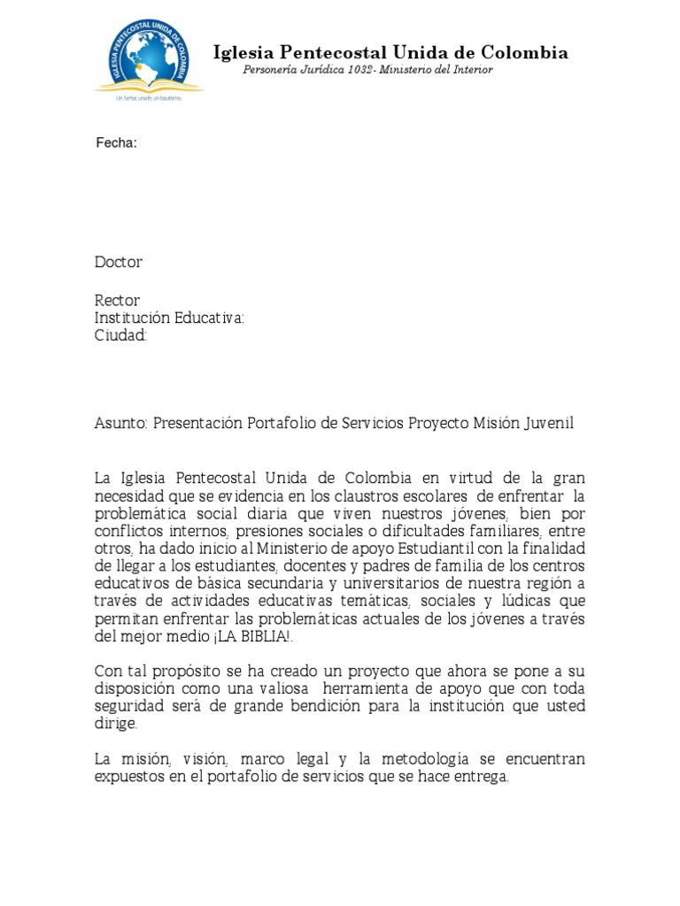 Modelo Carta Rectores Presentacion Propuesta | PDF