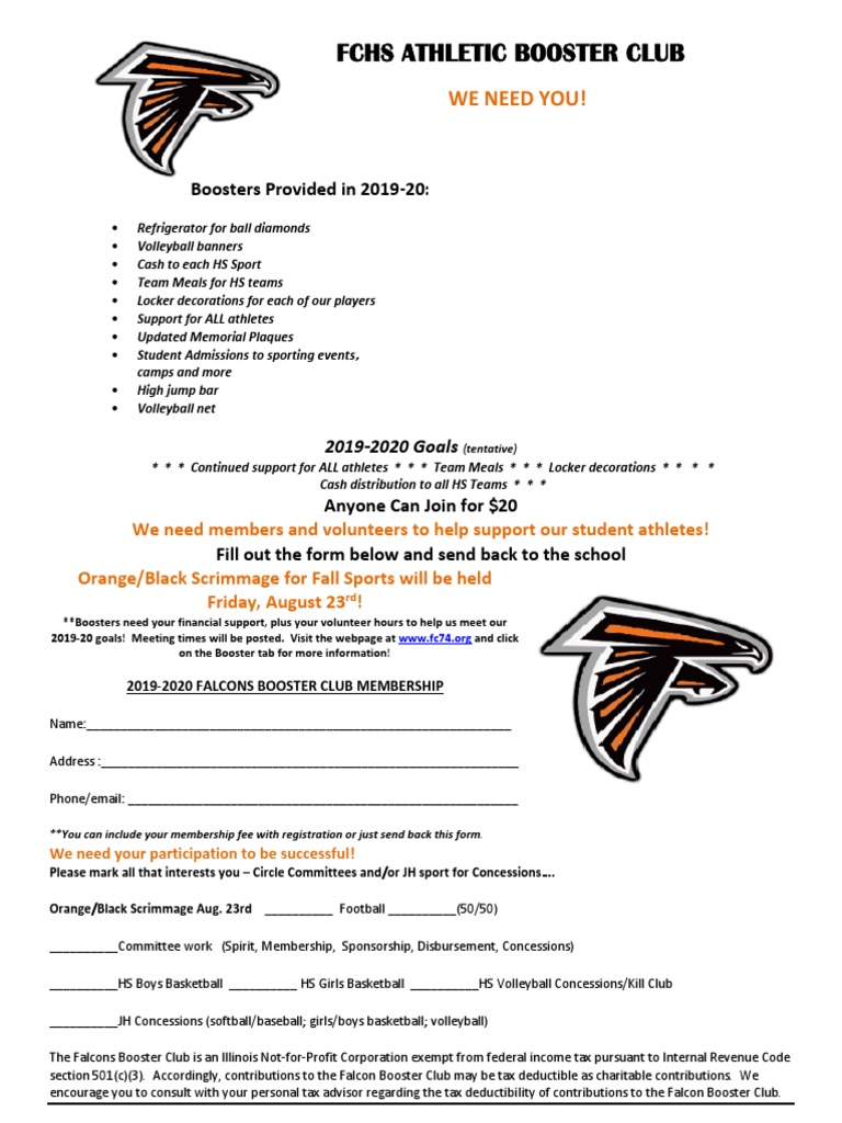 Booster Club Membership Form 19-20 | PDF | Public Finance | Taxes
