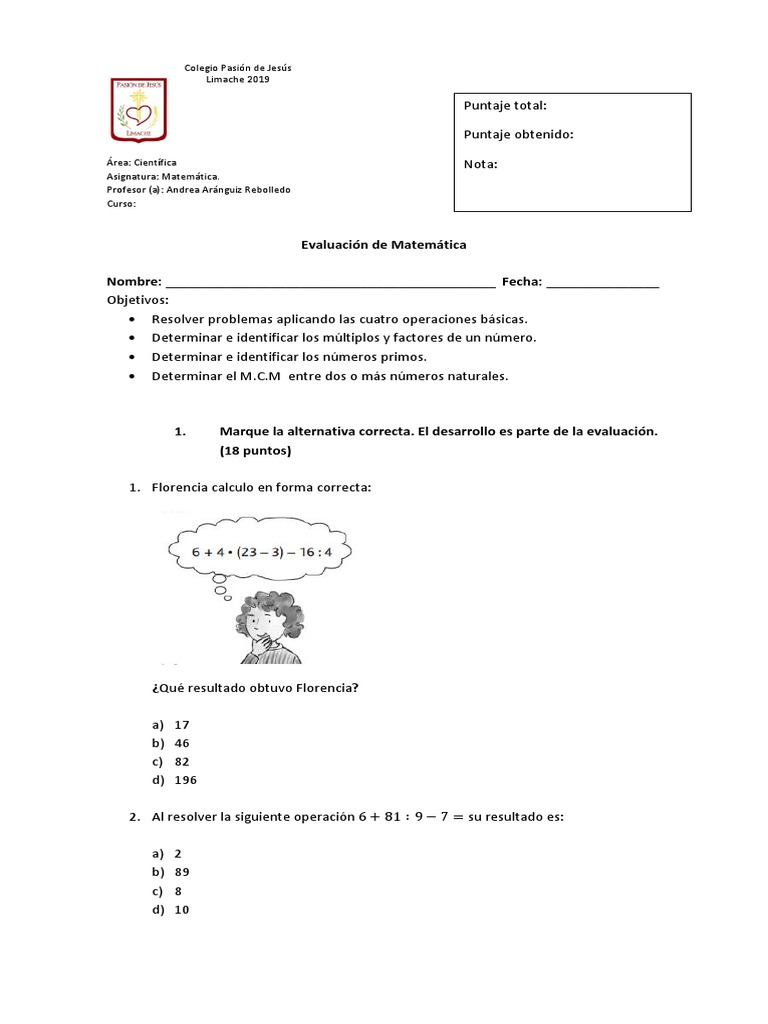 Prueba 6 Basico Pdf Número Primo Números