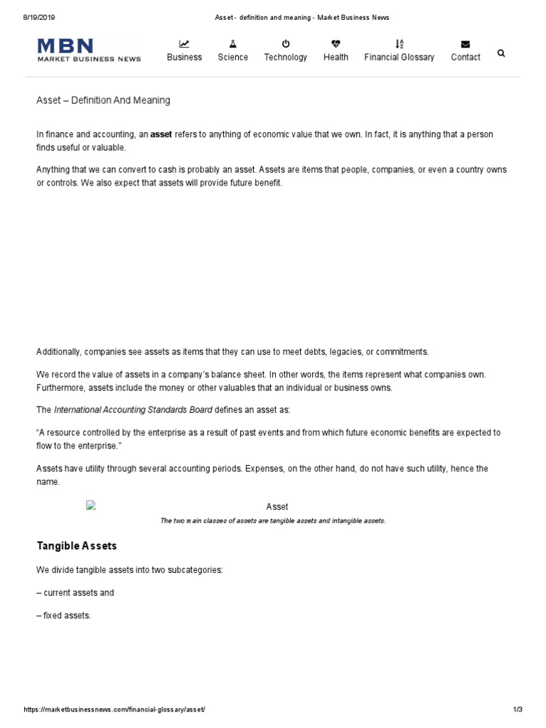 Asset - Definition and Meaning - Market Business News | PDF ...