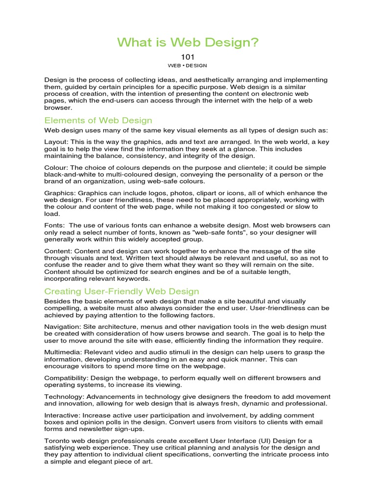 Elements and Factors of Effective and User-Friendly Web Design | PDF ...