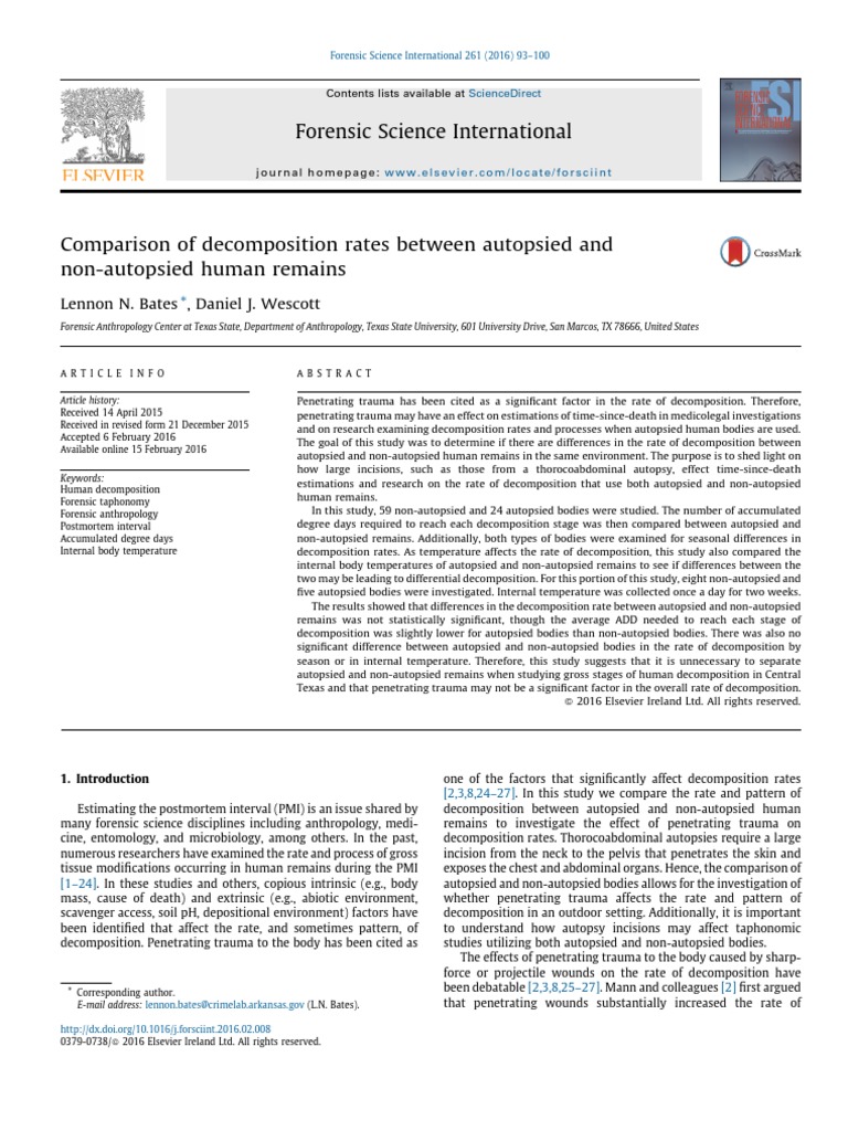 Forensic Science International: Lennon N. Bates, Daniel J. Wescott ...