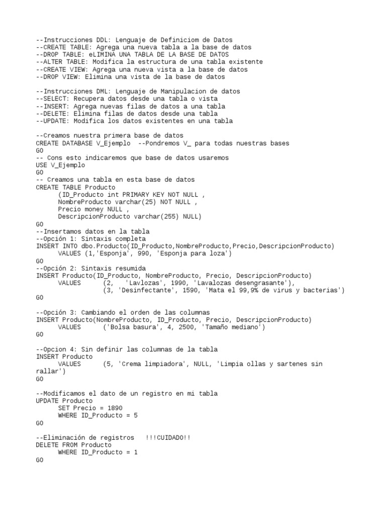 Comandos BASICOS SQL Manager | Tabla (base de datos) | SQL